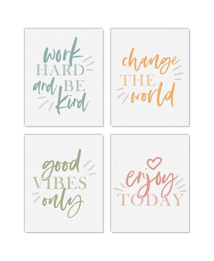 Big Dot of Happiness Work Hard & Be Kind Unframed Wall Art - 4 ct ...