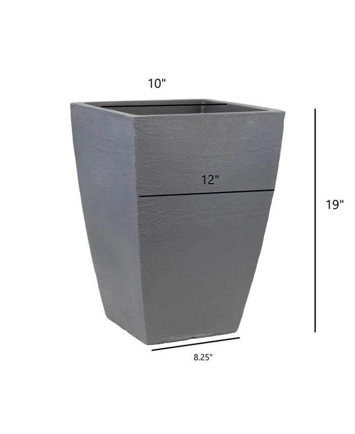 Tusco Products MSQT19SL Modern Planter Tall Square Slate, 12in x 19in ...
