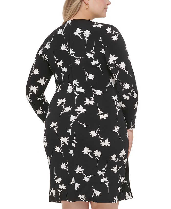 Calvin Klein Plus Size Printed Faux-Wrap Dress - Macy's