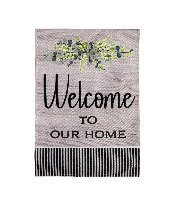 Evergreen Wood Grain Welcome Garden Burlap Flag 12.5 x 18 Inches Indoor ...