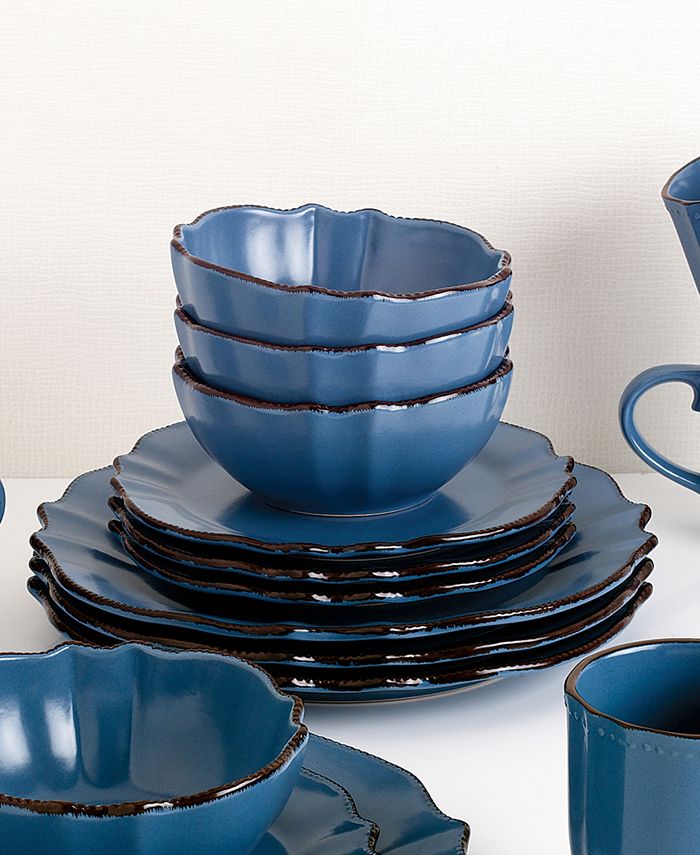 Lorren Home Trends Scalloped Edge 16 Piece Service for 4 Dinnerware Set ...