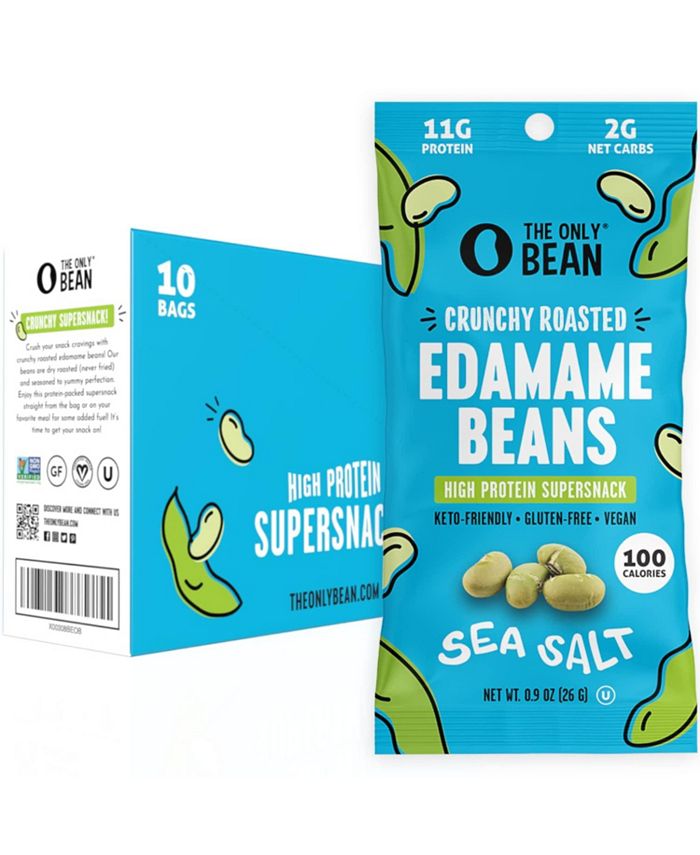 The Only Bean Crunchy Roasted Edamame (Sea Salt), Healthy Snacks, High ...