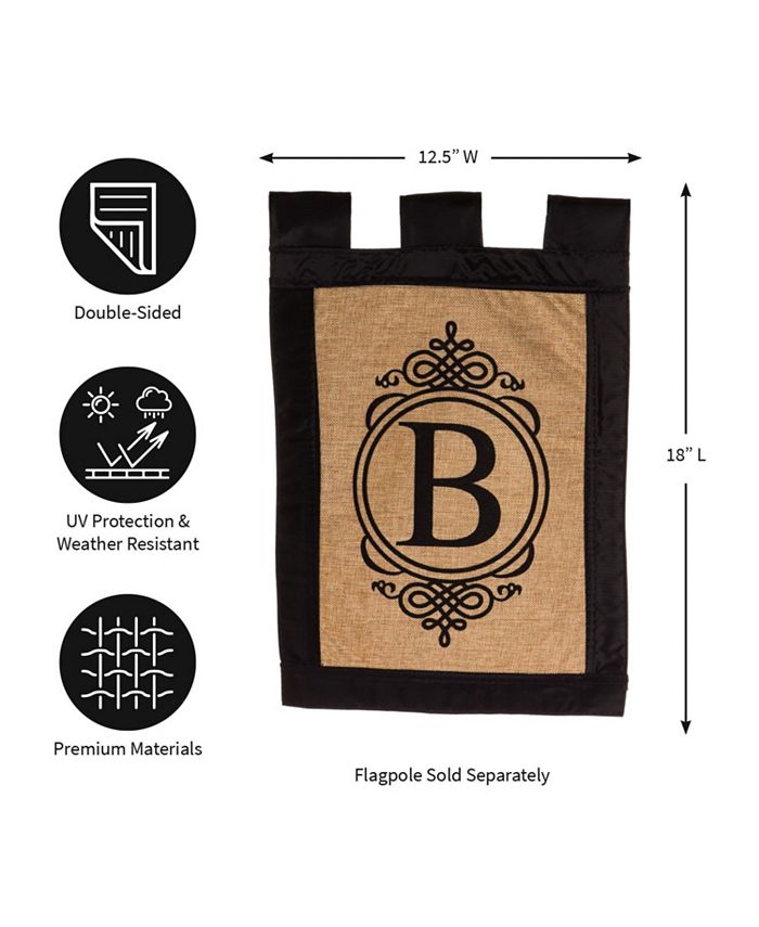 Evergreen Monogram B Flag Garden Burlap Flag 12.5 x 18 Inches Indoor ...