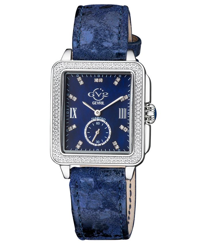GV2 by Gevril Women's Bari Tortoise Swiss Quartz Diamond Accents Blue ...