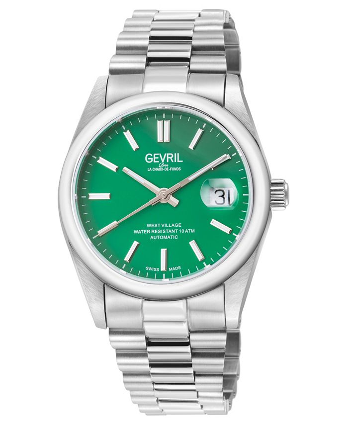 Gevril Men's West Village Swiss Automatic Silver-Tone Stainless Steel ...