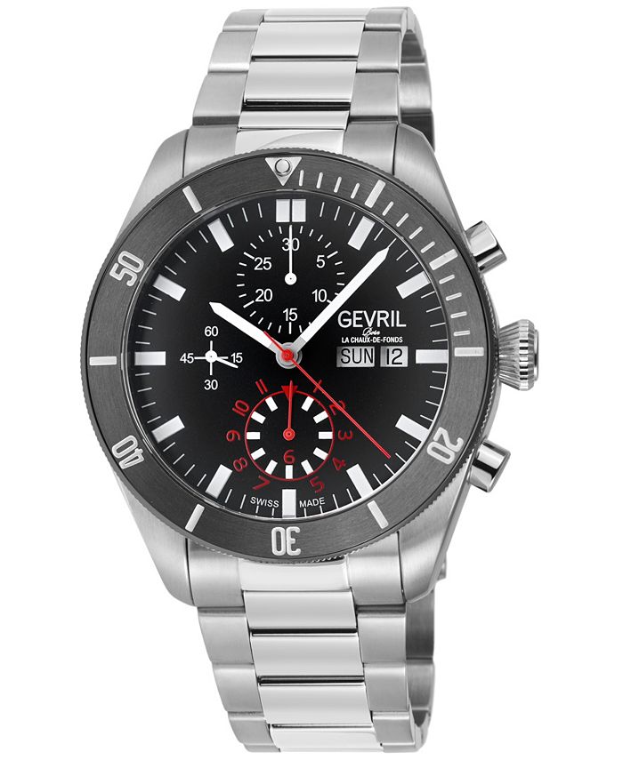 Gevril Men's Yorkville Swiss Automatic Ion Plating Gunmetal Gray ...