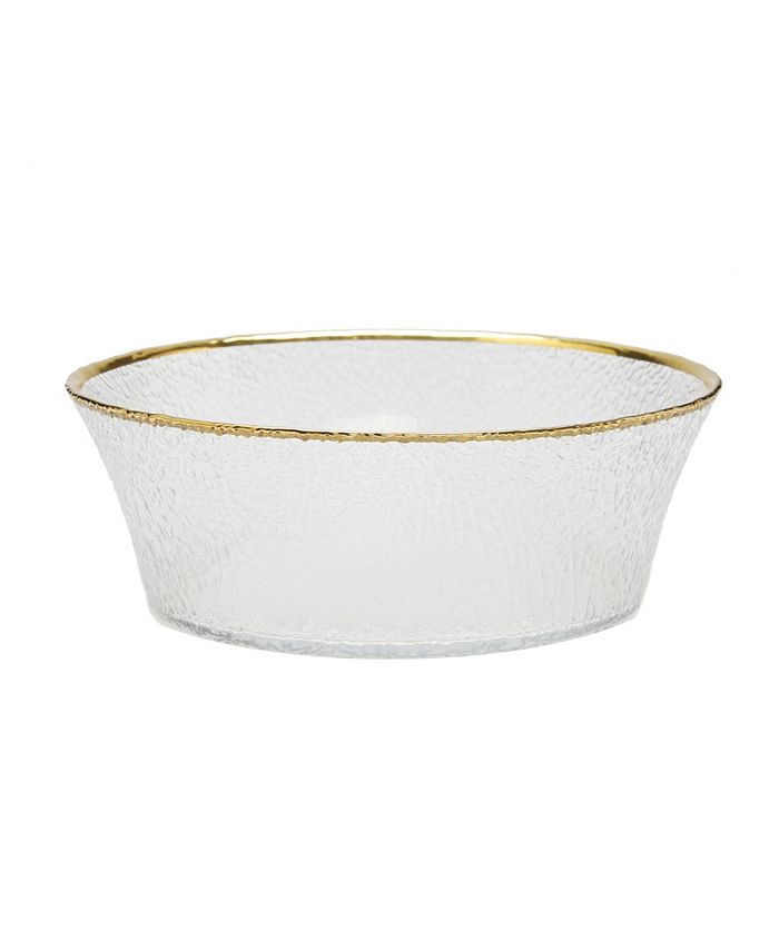 Classic Touch Pebbled Glass Bowl Raised Rim with Border - Macy's
