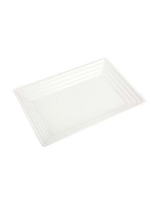 11" x 16" White Rectangular with Groove Rim Plastic Serving Trays (24 ...