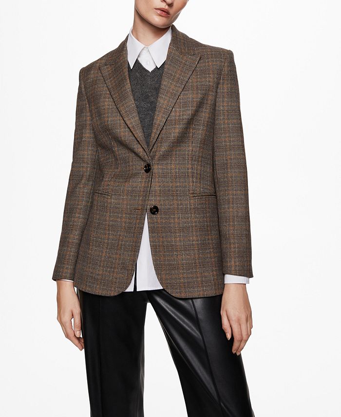 MANGO Women's Check Suit Blazer - Macy's
