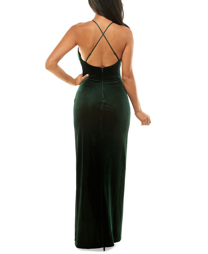 pear culture Juniors' Velvet Strappy-Back Halter Dress - Macy's