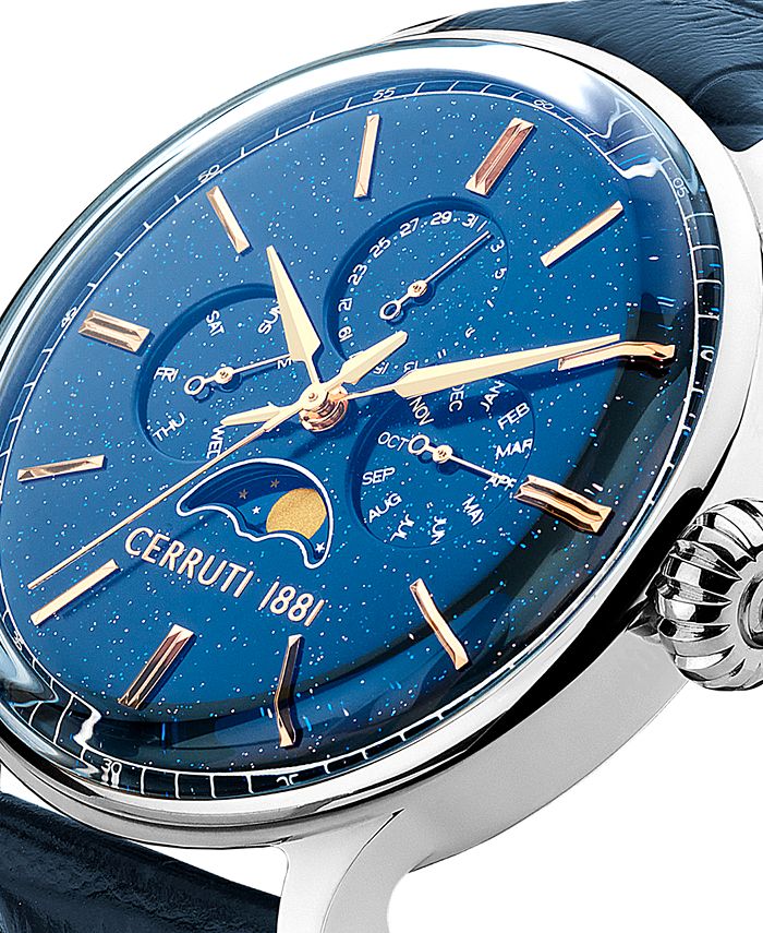 Cerruti 1881 Men's Dervio Collection Blue Dark Genuine Leather Strap ...