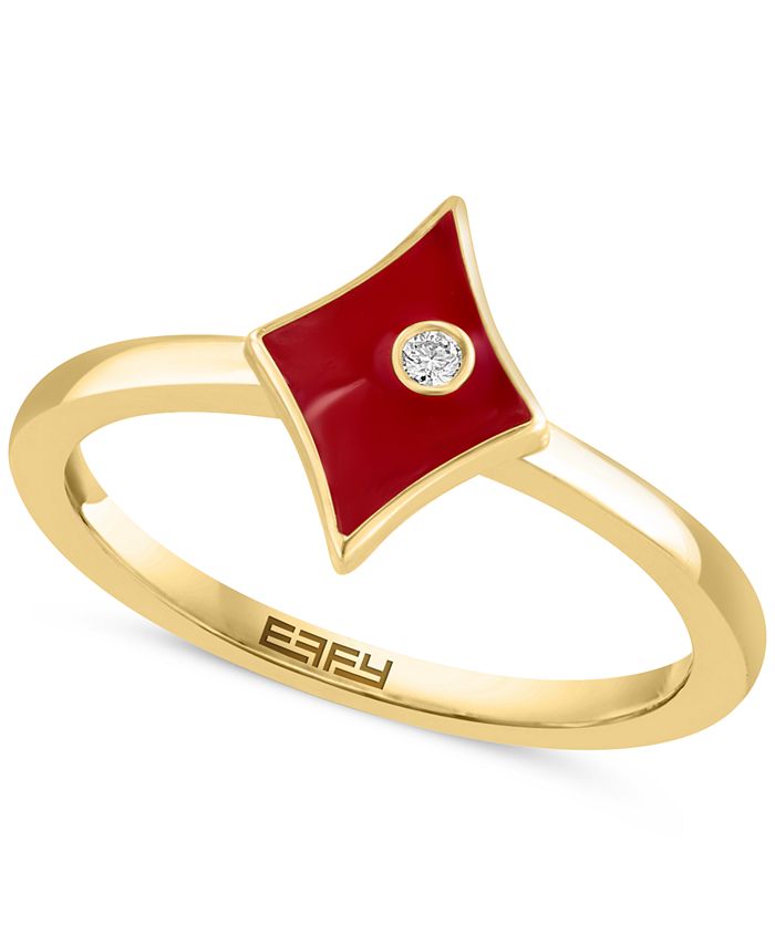 EFFY Collection EFFY® Diamond Accent Red Enamel Ring in 14k Gold - Macy's