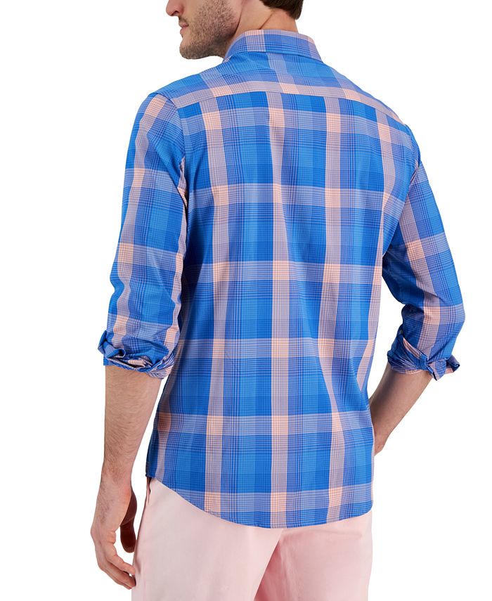 Club Room Mens Kevin Classic Fit Plaid Button Down Tech Shirt Created