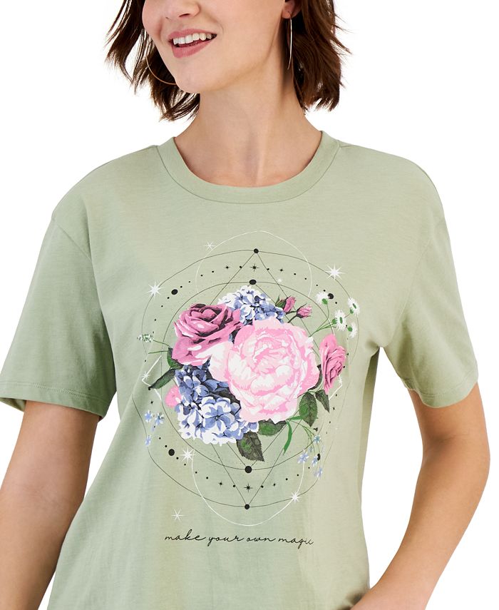 Rebellious One Juniors' Rose Celestial Graphic T-Shirt - Macy's