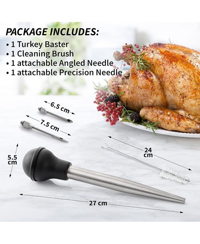 Zulay Kitchen Stainless Steel Turkey Baster Syringe with Silicone ...