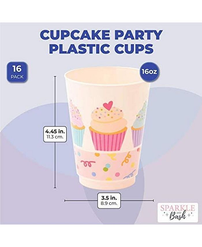 Sparkle and Bash Pink Plastic Tumbler Cups, Cupcake Party Decorations ...