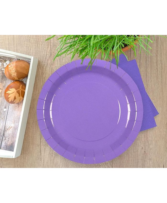 Juvale Purple Party Supplies, Paper Plates, Cups, and Napkins (Serves ...