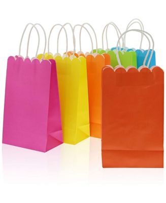 Blue Panda Neon Scalloped Kraft Paper Gift Bags with Handles (9 x 5.5 ...