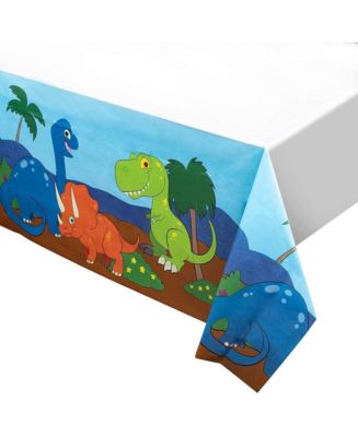 Blue Panda Dinosaur Plastic Tablecloth - 6-Pack Dino Party 54 x 108 ...