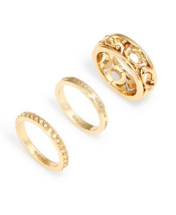 COACH Signature Openwork Ring Set, 3 Pieces - Macy's