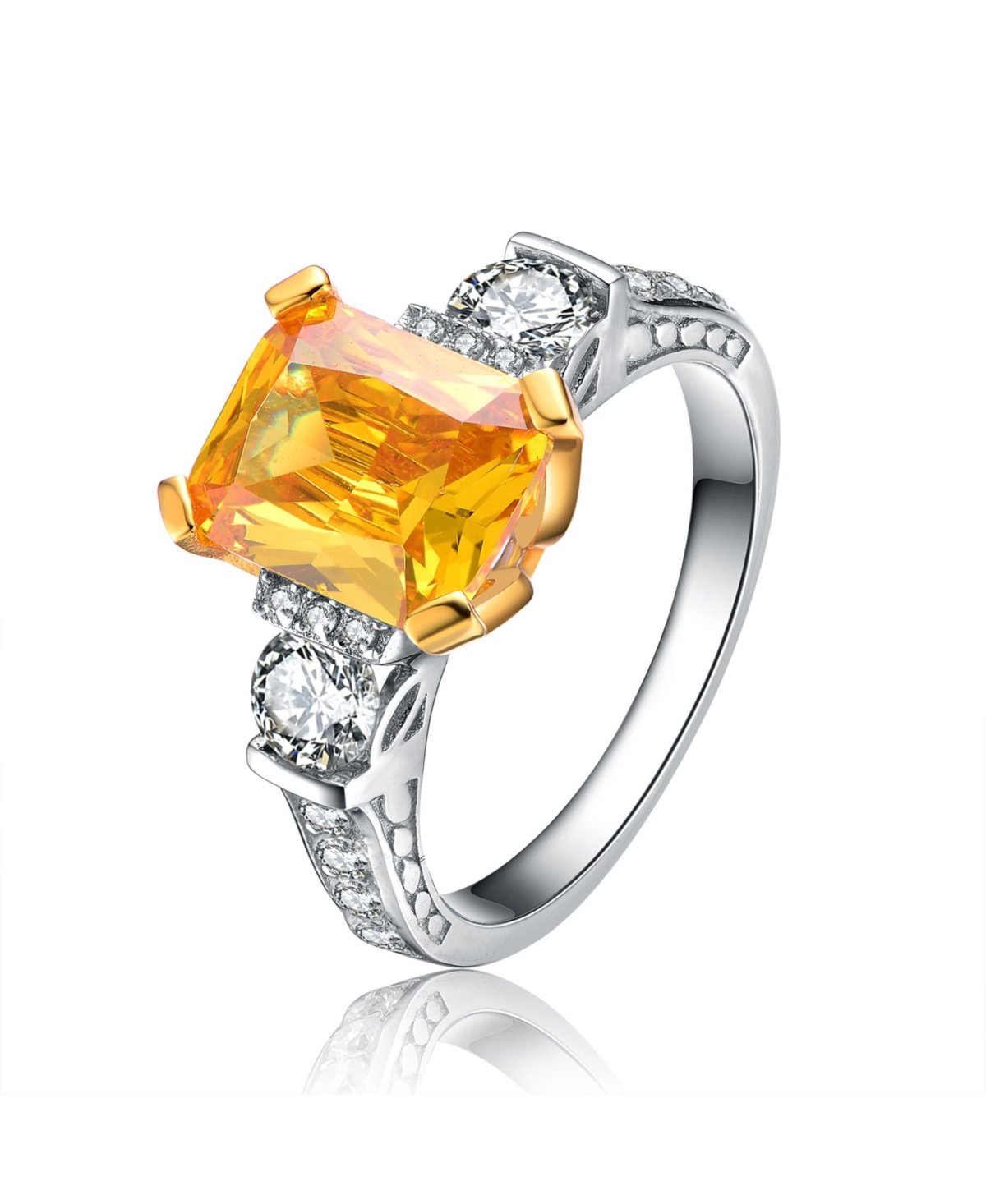 Click here for Sterling Silver Clear and Yellow Cubic Zirconia Ri... prices