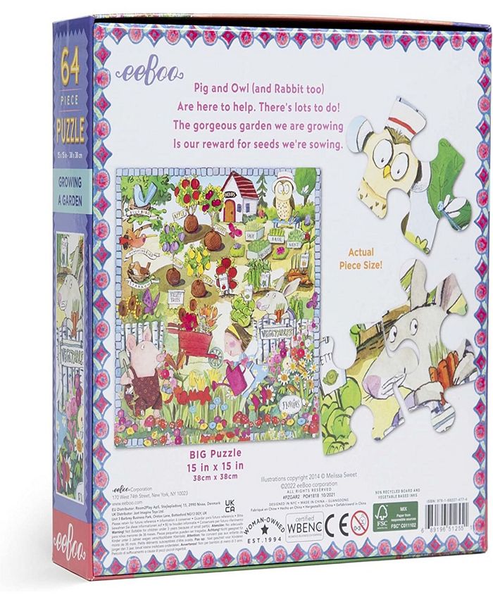 Eeboo Growing a Garden Jigsaw Puzzle Set, 64 Piece - Macy's