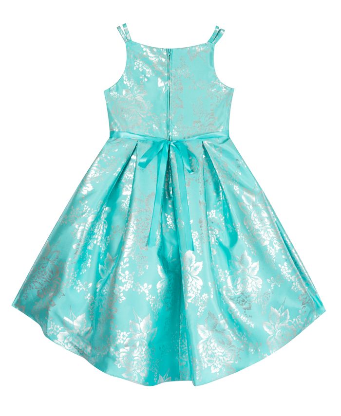 Rare Editions Little Girls Floral Foil Mikado Pleated High-Low Dress ...