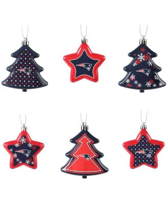 New England Patriots Six-Pack Shatterproof Tree and Star Ornament Set ...