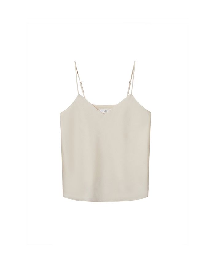 MANGO Women's Satin Straps V-Neck Top - Macy's