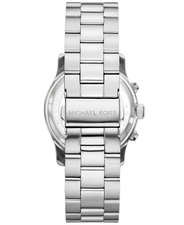 Michael Kors Women's Runway Chronograph Silver-Tone Stainless Steel ...