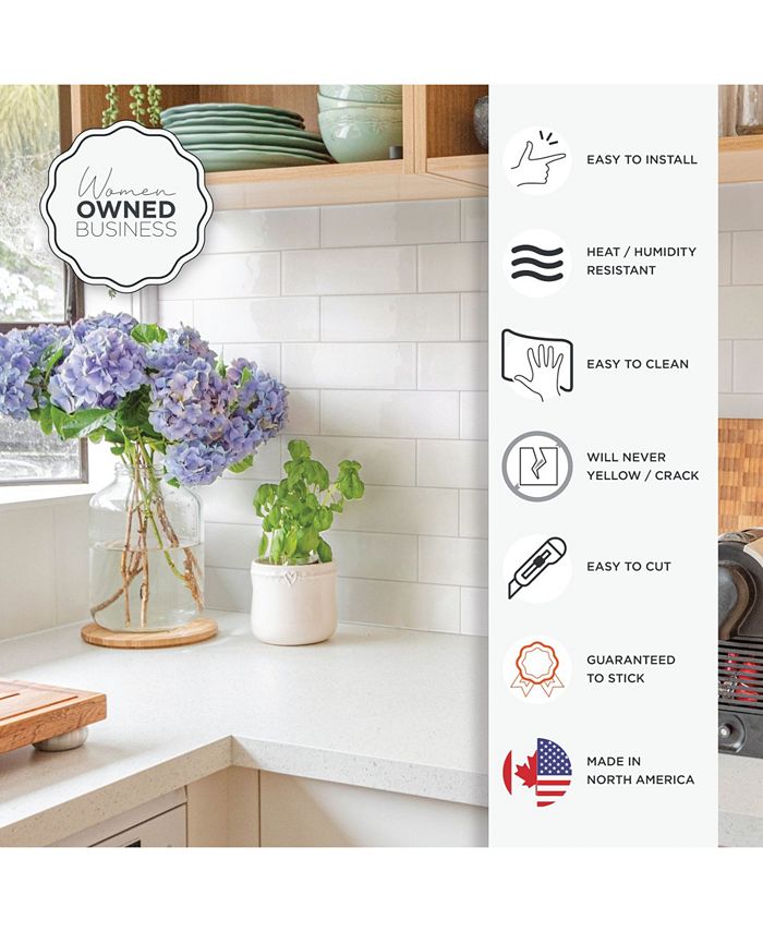 The Smart Tiles Smart Tiles Oslo White 22.56 in. X 10.88 in. Peel and ...