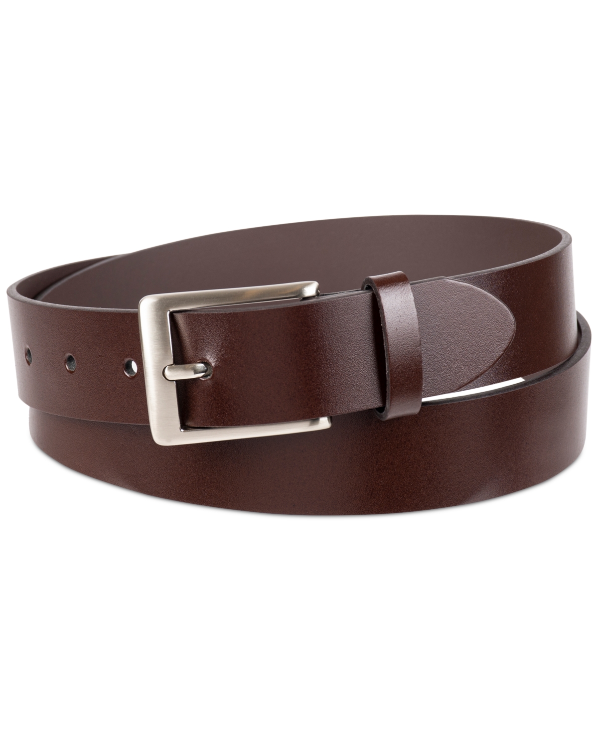 Club Room Men's Square-Buckle Cut-Edge Leather Belt, Created for Macy's ...