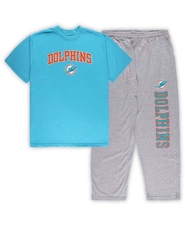 Concepts Sport Men's Aqua and Heather Gray Miami Dolphins Big and Tall ...