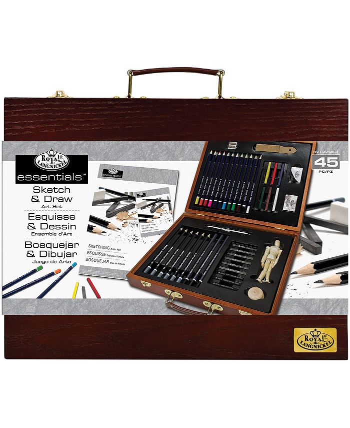 Essentials Wooden Box Art Set-Sketch & Draw 45/Pkg - Macy's