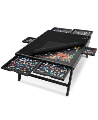 Jumbl 1500 Piece Puzzle Board Rack w/Mat, 27”x35” Wooden Jigsaw Puzzle ...