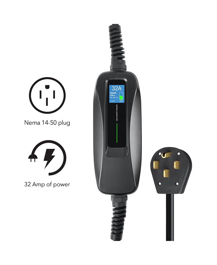 Lectron NEMA 14-50 Level 2 EV Charger - 240V 32 Amp with 15ft Extension ...