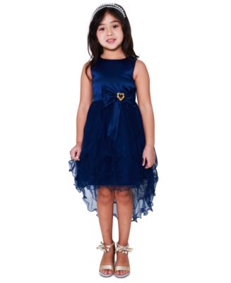 Rare Editions Little Girls Mesh Tiered Party Dress with Bow - Macy's