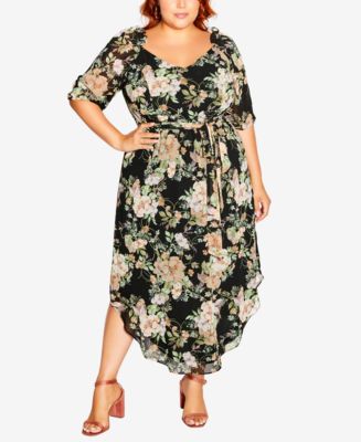 City Chic Trendy Plus Size Abby 3/4 Sleeve Dress - Macy's