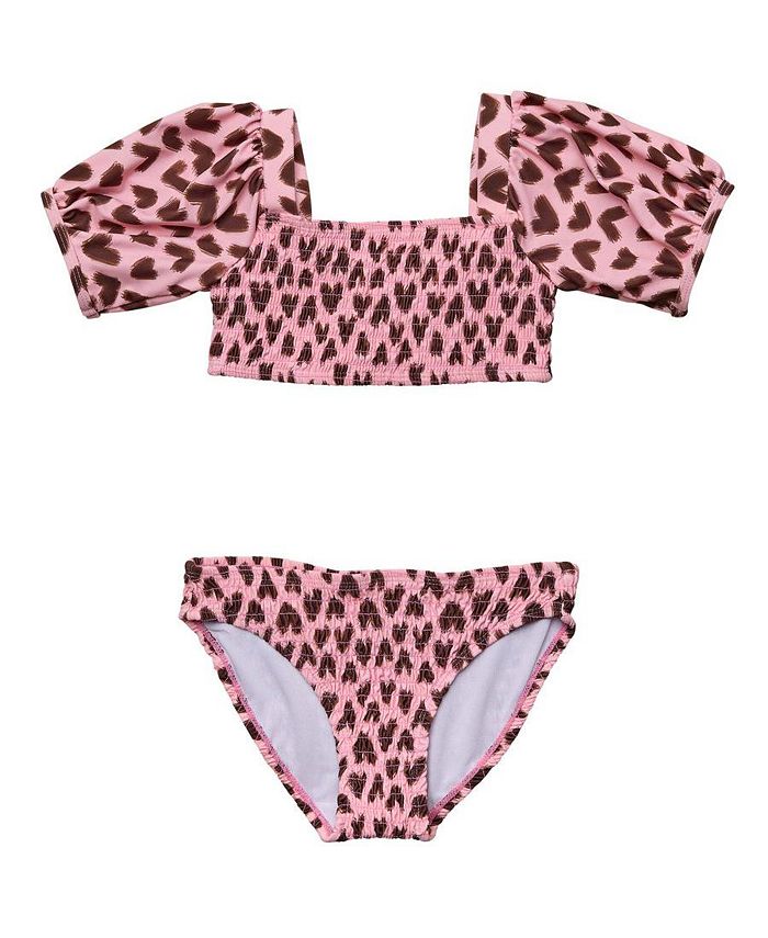 Snapper Rock Toddler, Child Girls Wild Love Puff Sleeve Bikini - Macy's