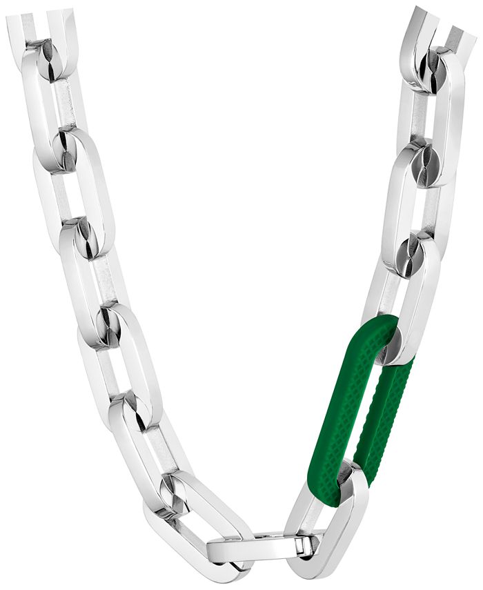 Lacoste Men's Stainless Steel Paperclip Chain Necklace - Macy's