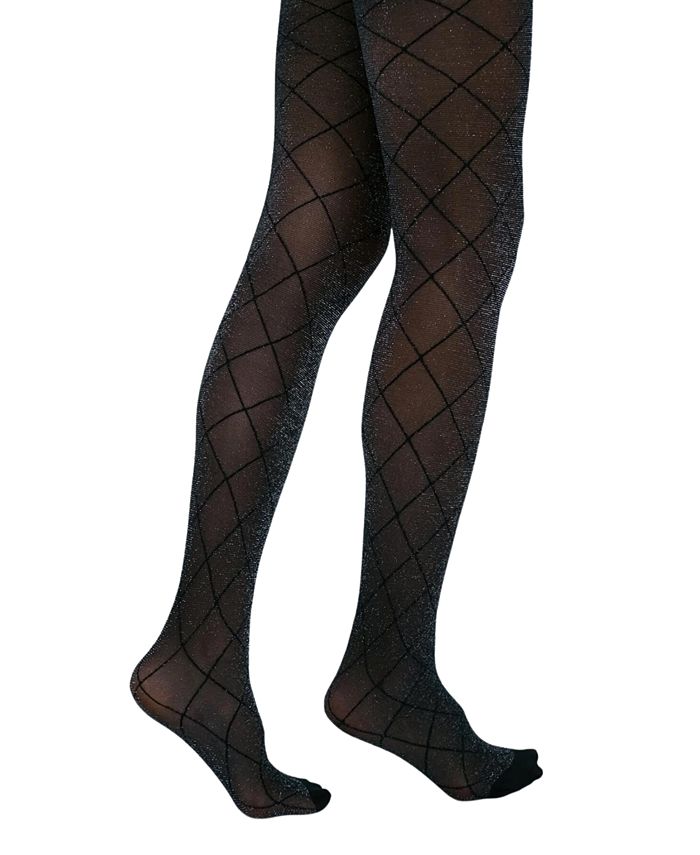 LECHERY Women's European Made Criss Cross Lurex Tights - Macy's