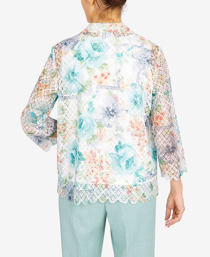 Alfred Dunner Petite Lady Like Lace Floral Trellis Two For One Top ...