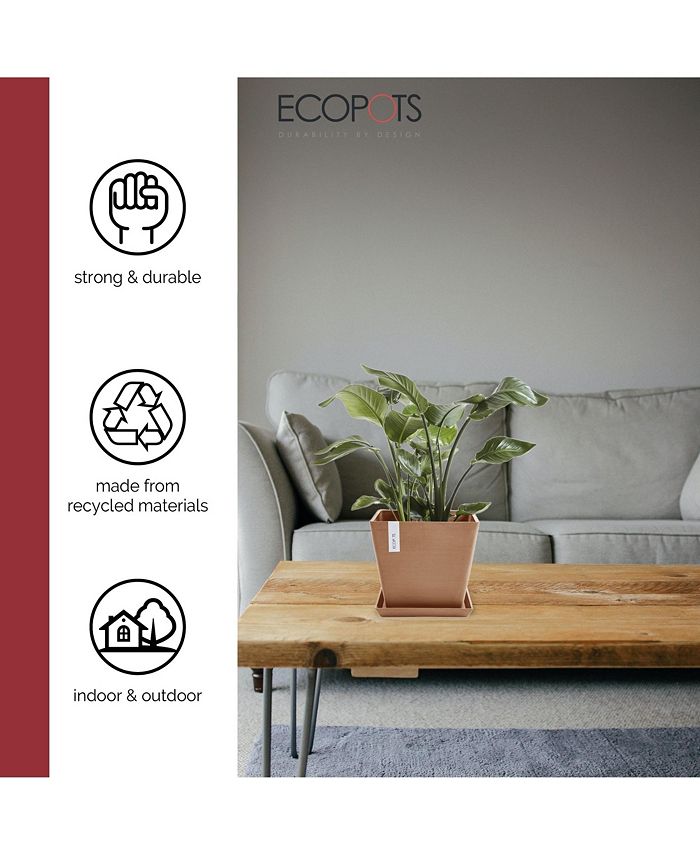 ECOPOTS Square Modern Indoor Outdoor Planter Saucer, 7in - Macy's