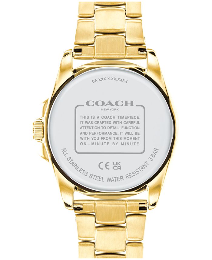 COACH Women's Greyson Quartz Gold-Tone Stainless Steel Bracelet Watch ...