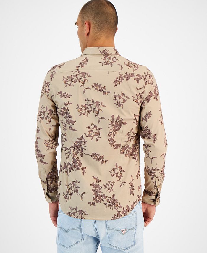 GUESS Men's Lux Leopard Vines Printed Button-Down Shirt - Macy's