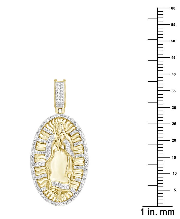 Macy's Men's Diamond Mother Mary Medallion Pendant (1/4 ct. t.w.) in ...
