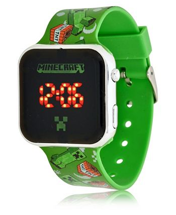 Minecraft Children's Light Emitting Diode Green Silicone Strap Watch ...