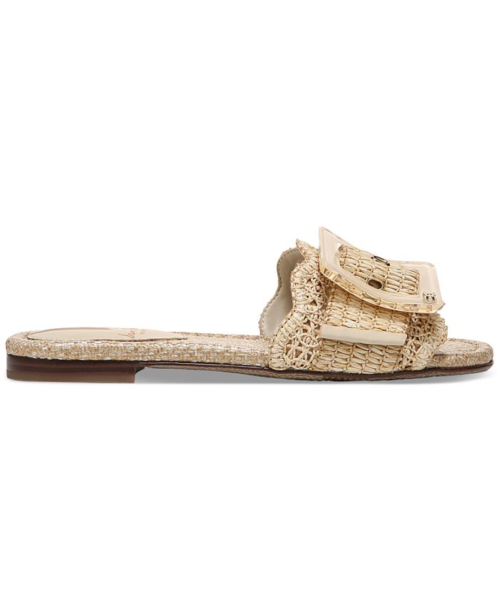 Sam Edelman Women's Bambi Raffia Buckle Slide Sandals - Macy's
