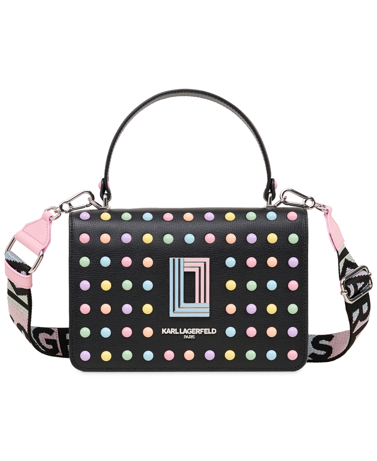 Karl Lagerfeld Simone Flap Crossbody In Black/candy | ModeSens