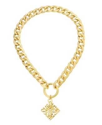 Steve Madden Gold-tone Signature Pendant Necklace - Macy's